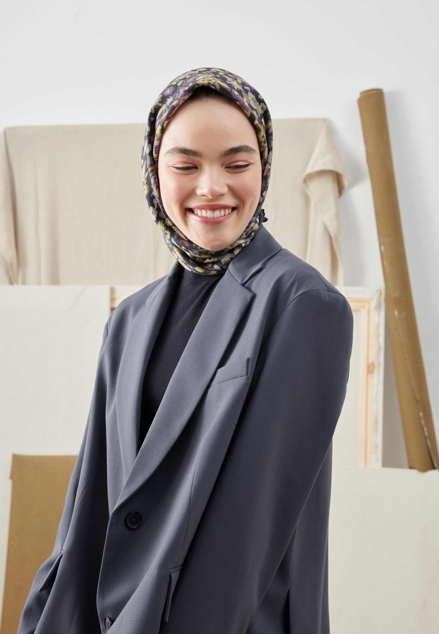 ETHNIC PATTERN COTTON SILK SCARF SAGE