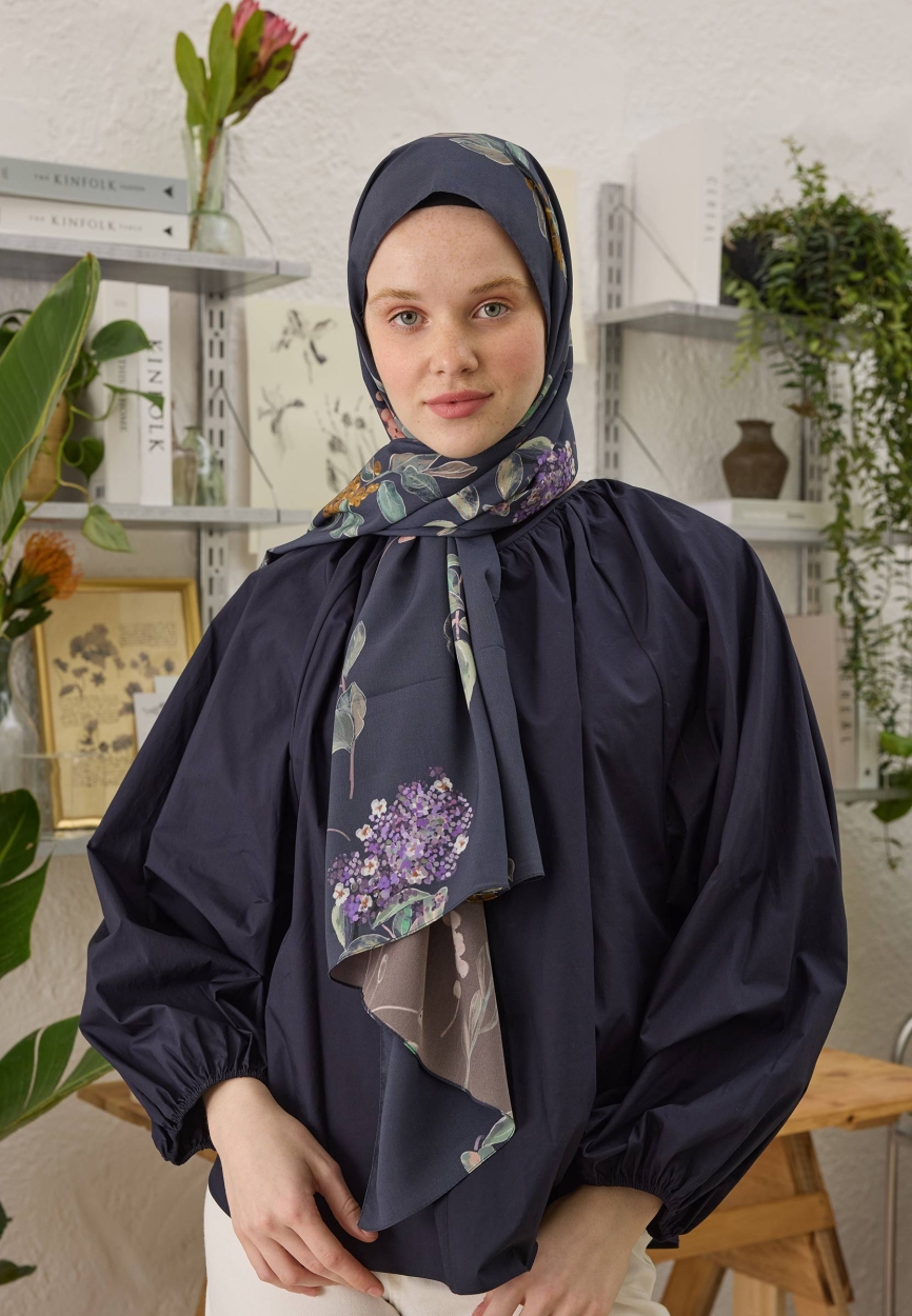 Buy HAZEL PATTERNED HIJAB INDIGO Online! | Fresh Scarfs