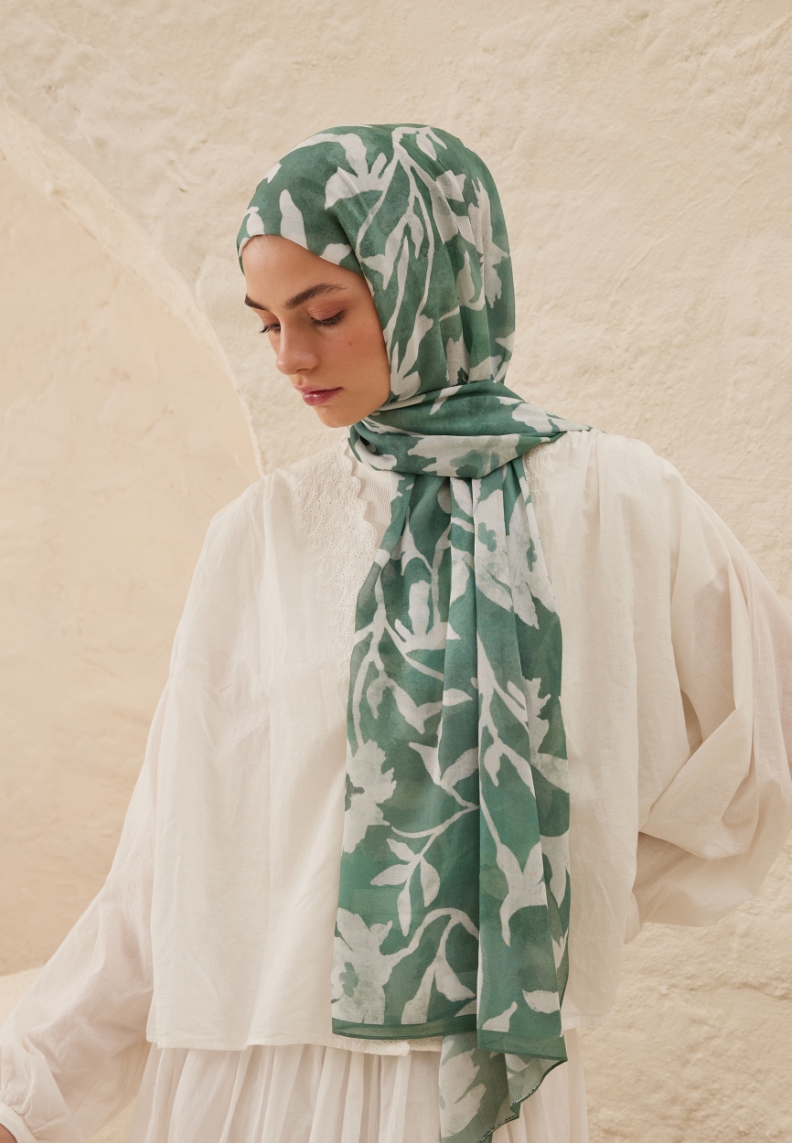 PETUNIA PATTERN RAMI HIJAB EMERALD Buy Online! | Fresh Scarfs