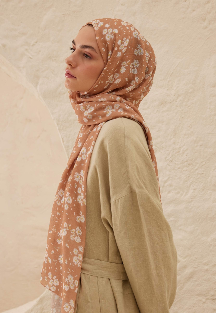 DAISY PATTERN RAMI HIJAB PEACH Buy Online! | Fresh Scarfs