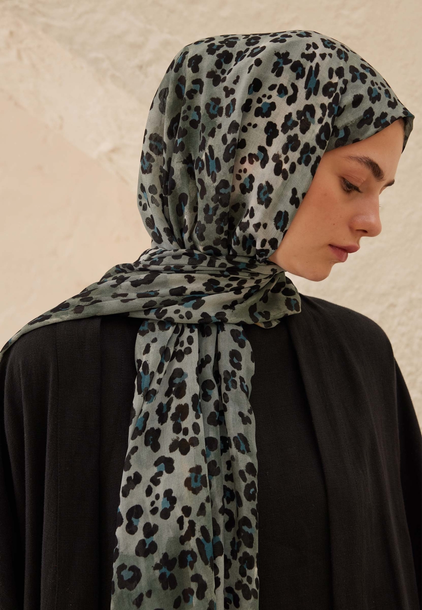 LEOPAR DESEN RAMİ ŞAL MAVİ Online Satın Al! | Fresh Scarfs