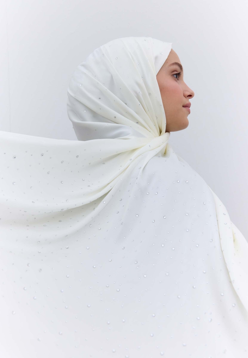 STRASS STONE SILK HIJAB ECRU Buy Online! | Fresh Scarfs