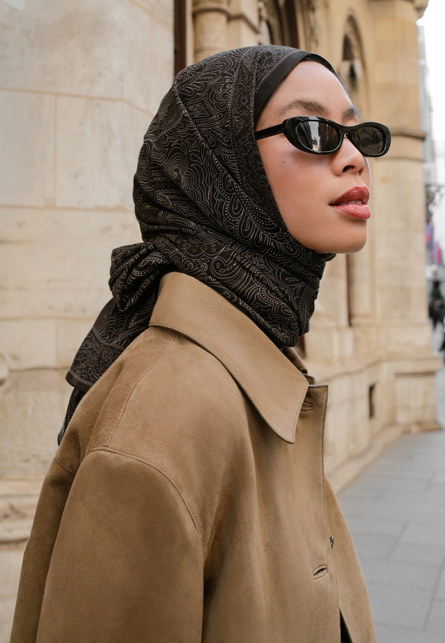 REINA PATTERNED HIJAB BLACK Buy Online! | Fresh Scarfs