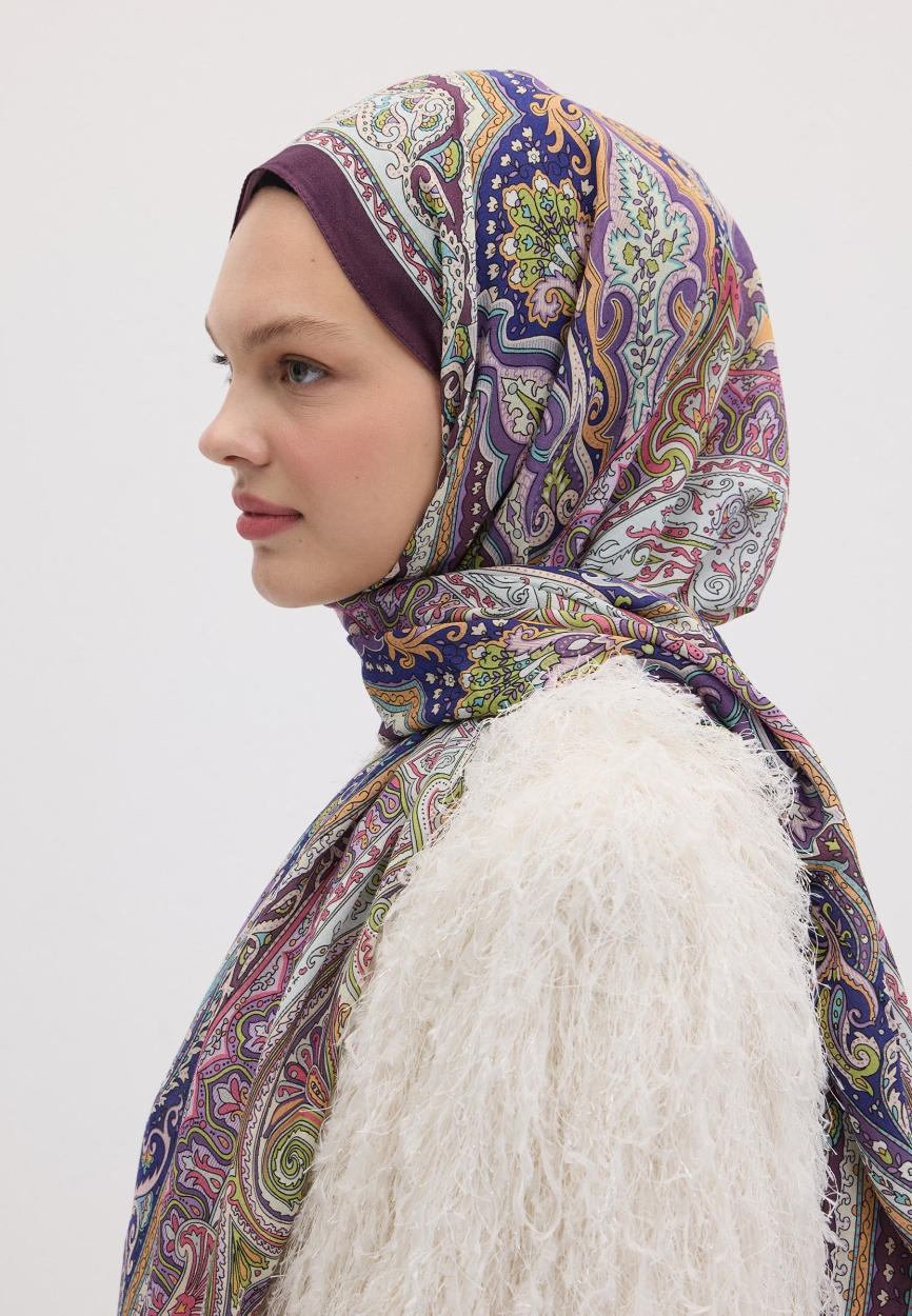 ETNIC FLORAL DESEN ŞAL MOR Online Satın Al! | Fresh Scarfs