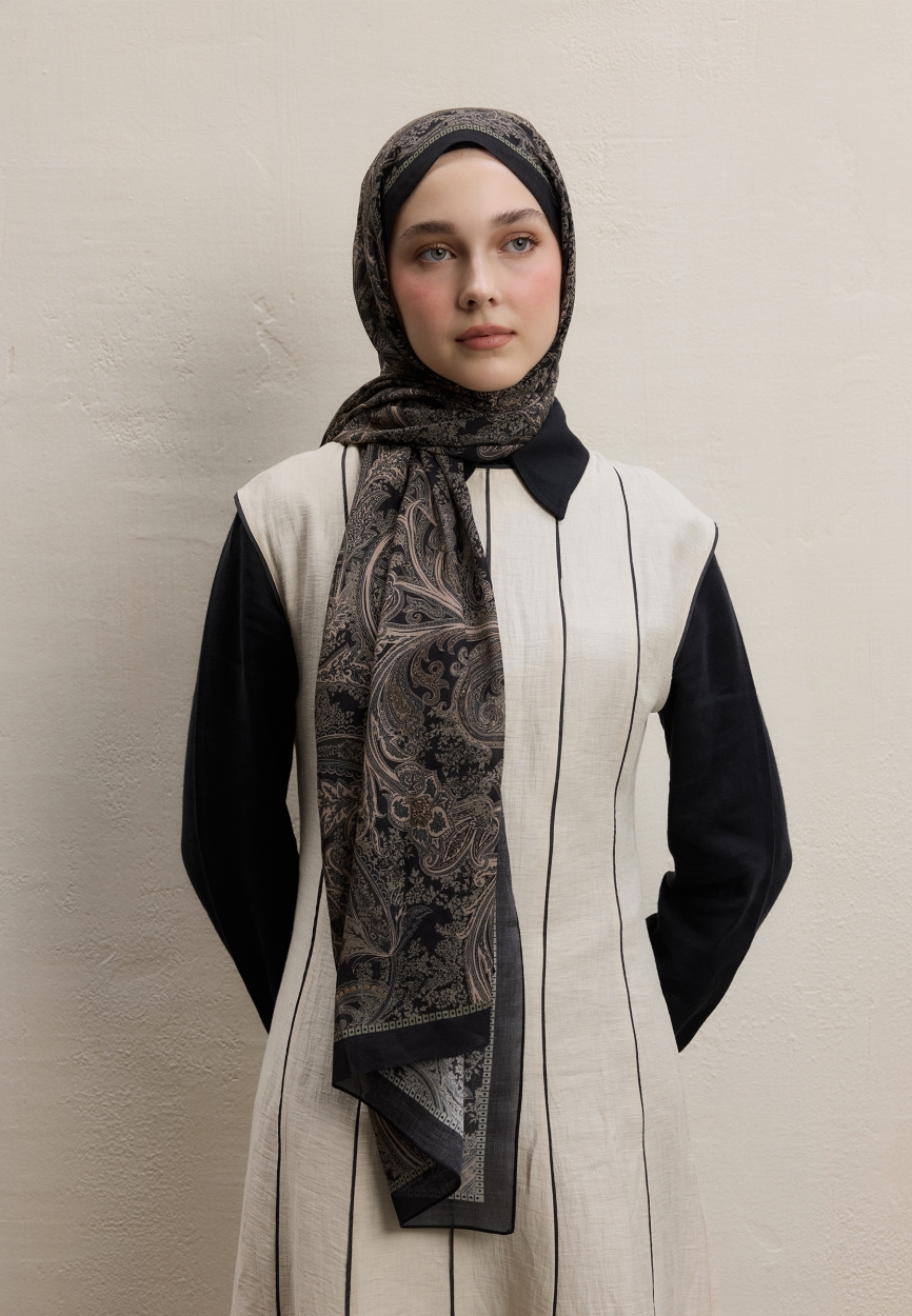 DARK BOHEMIAN PATTERN HIJAB BLACK Buy Online! | Fresh Scarfs