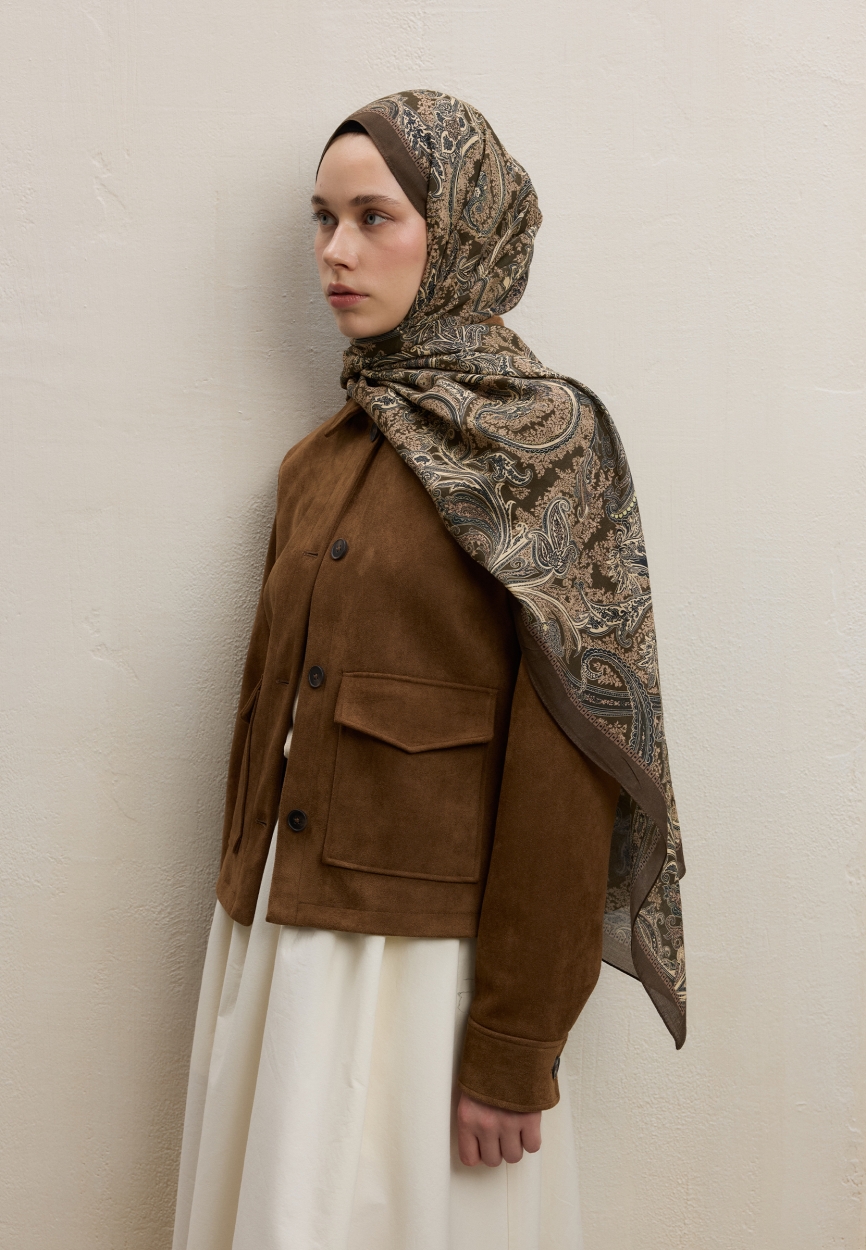 DARK BOHEMIAN PATTERN HIJAB KHAKI Buy Online! | Fresh Scarfs