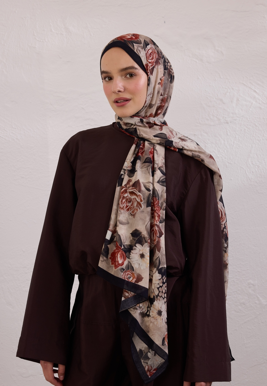 MAGNOLIA PATTERN RAMI HIJAB BLACK Buy Online! | Fresh Scarfs
