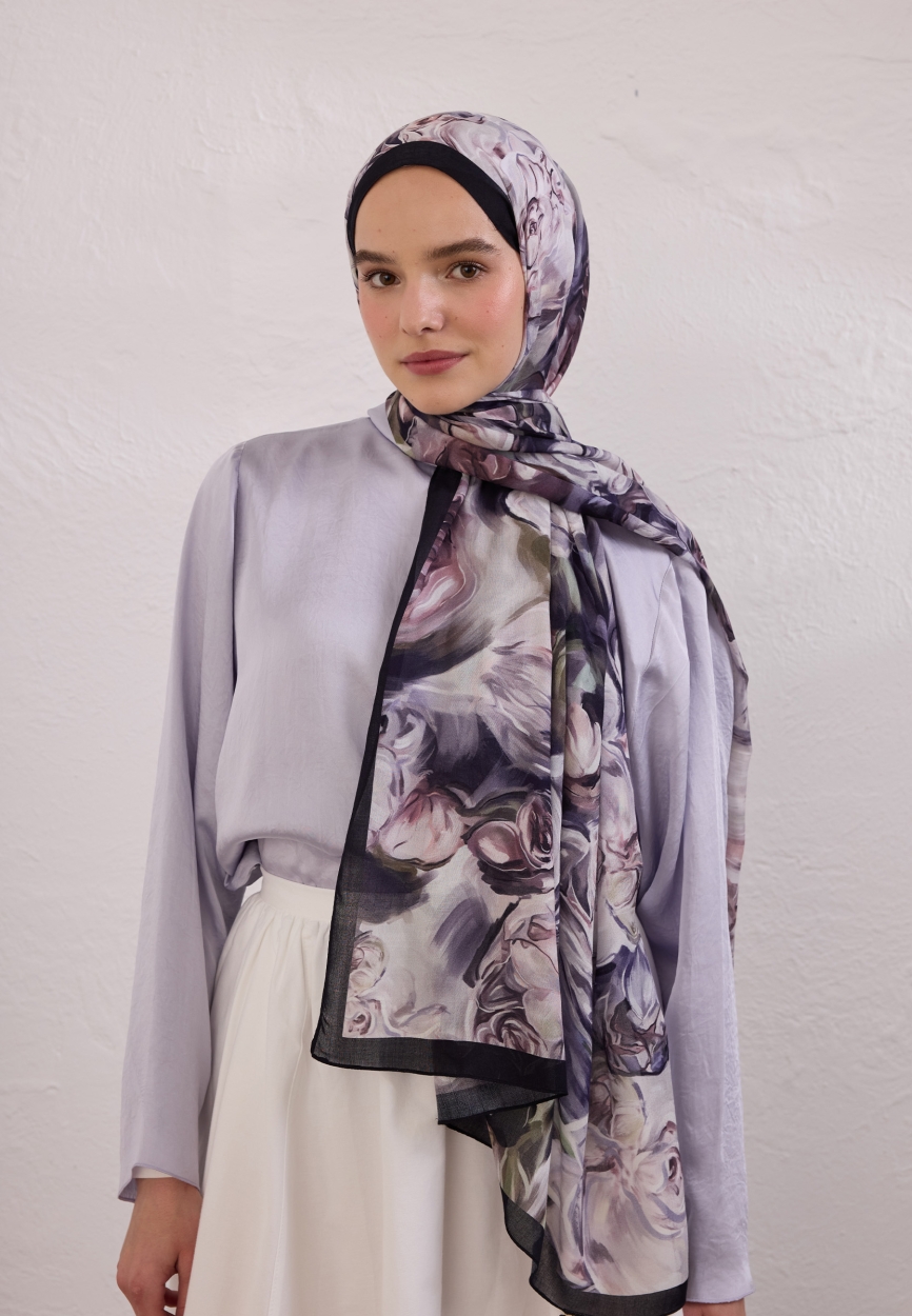 NERISSA DESEN RAMİ ŞAL DERİN MOR Online Satın Al! | Fresh Scarfs