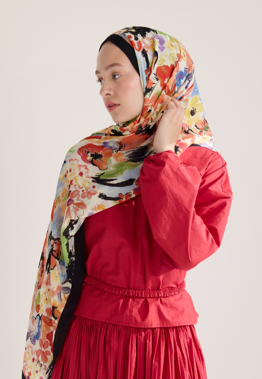 VINNIE FLOŞ VİSKON ŞAL SİYAH Online Satın Al! | Fresh Scarfs