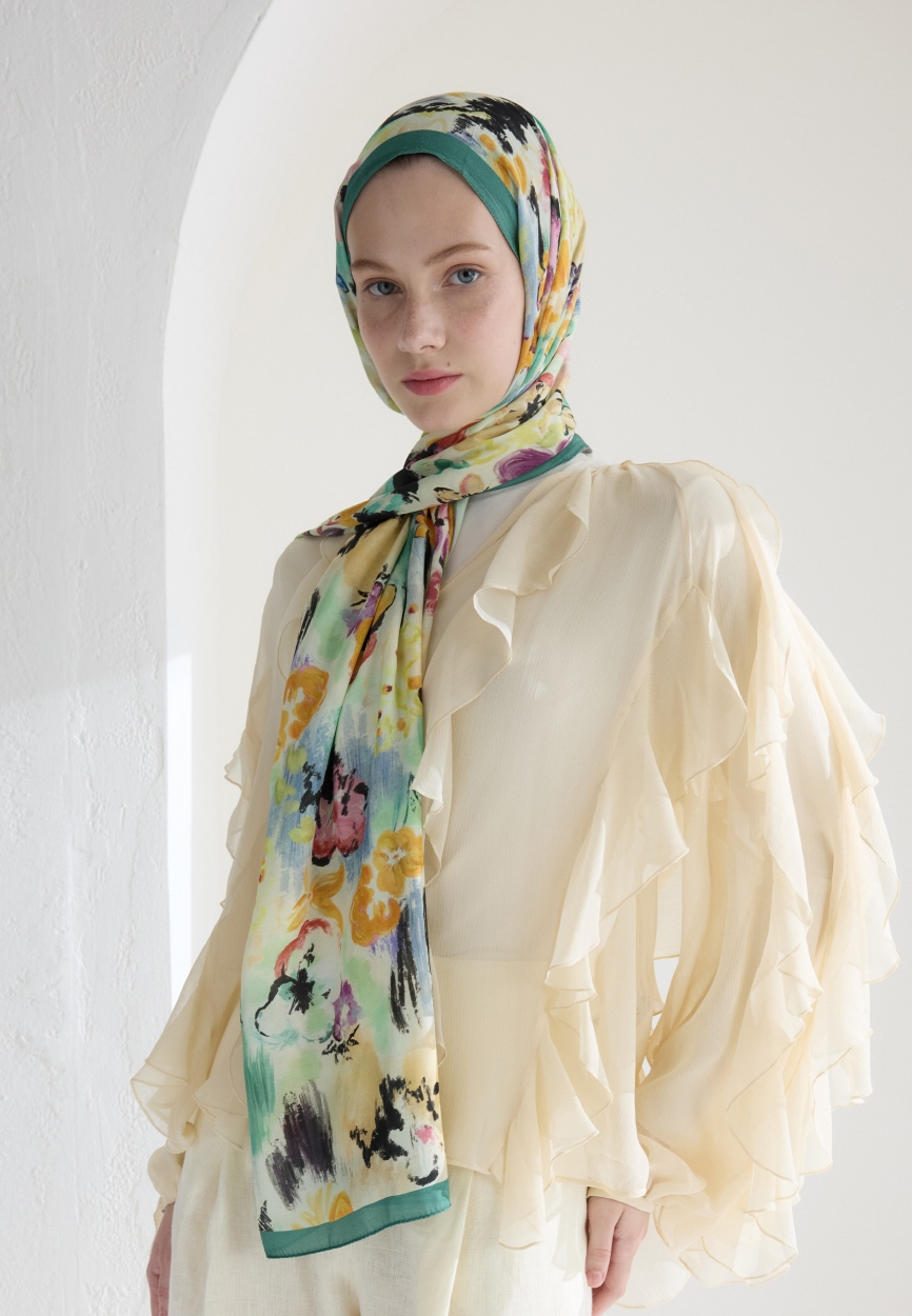 VINNIE FLOŞ VİSKON ŞAL SOFT YEŞİL Online Satın Al! | Fresh Scarfs