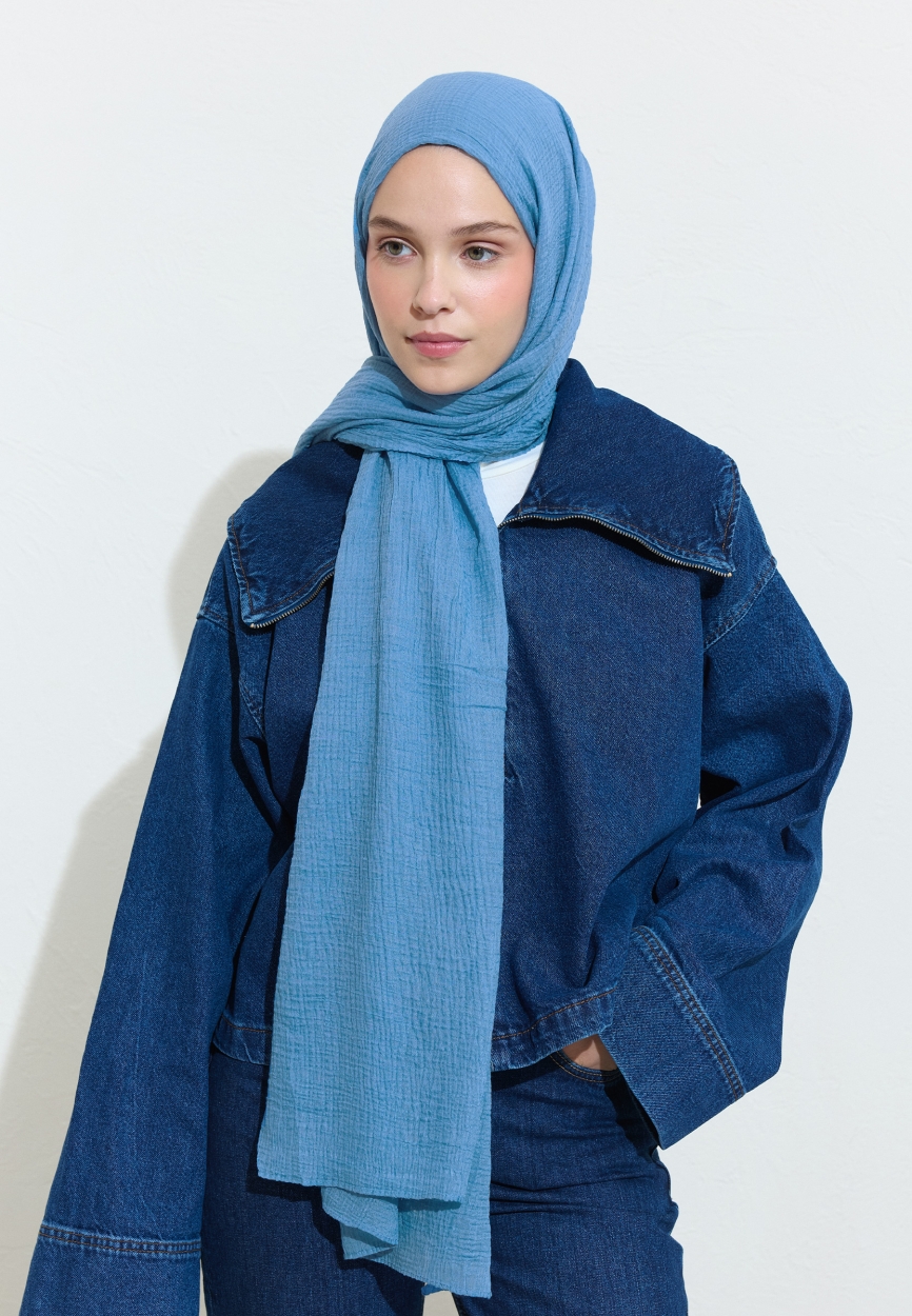 MODAL CRINKLE HIJAB LIGHT BLUE